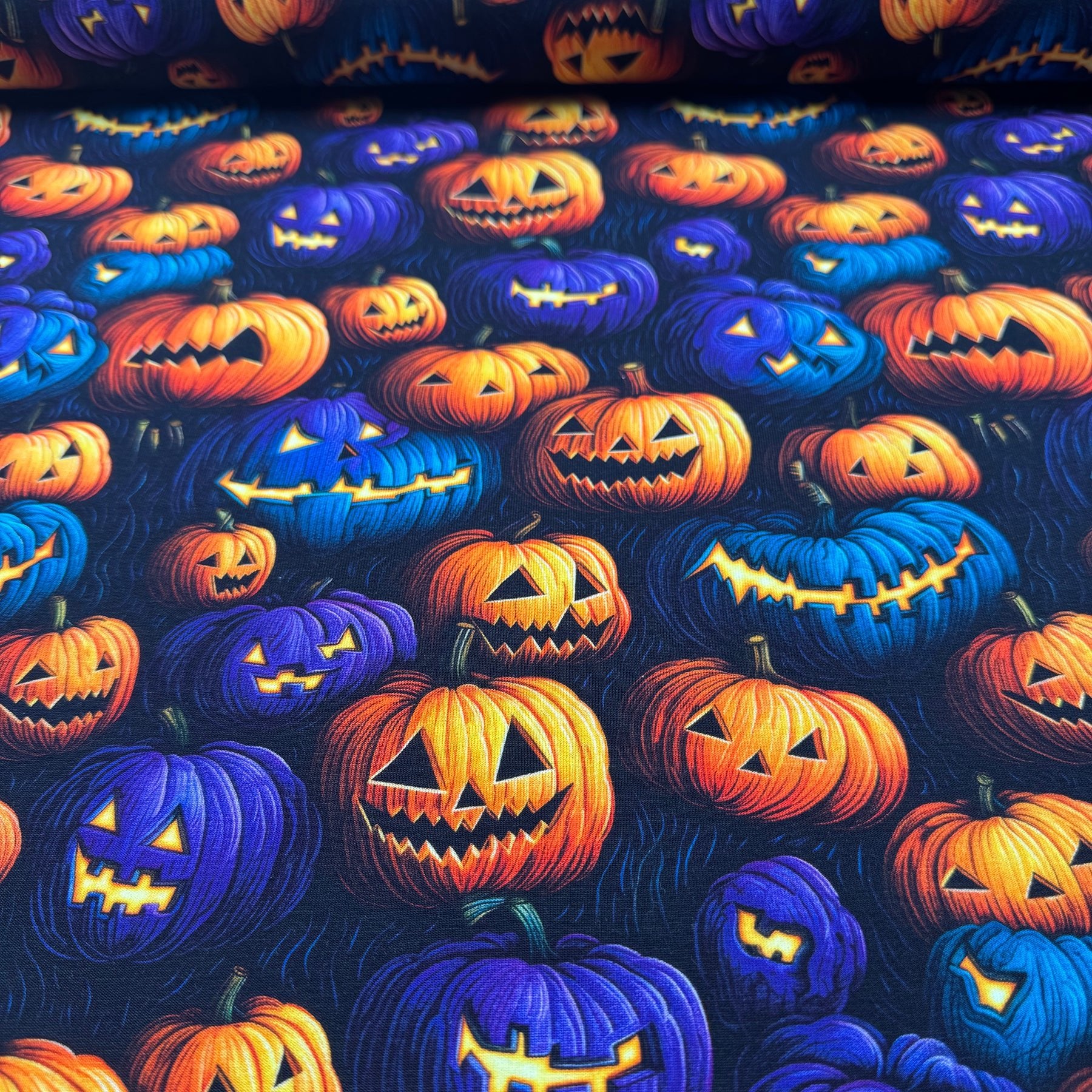 French Terry Fabric Halloween Pumpkin – Ideal for Halloween